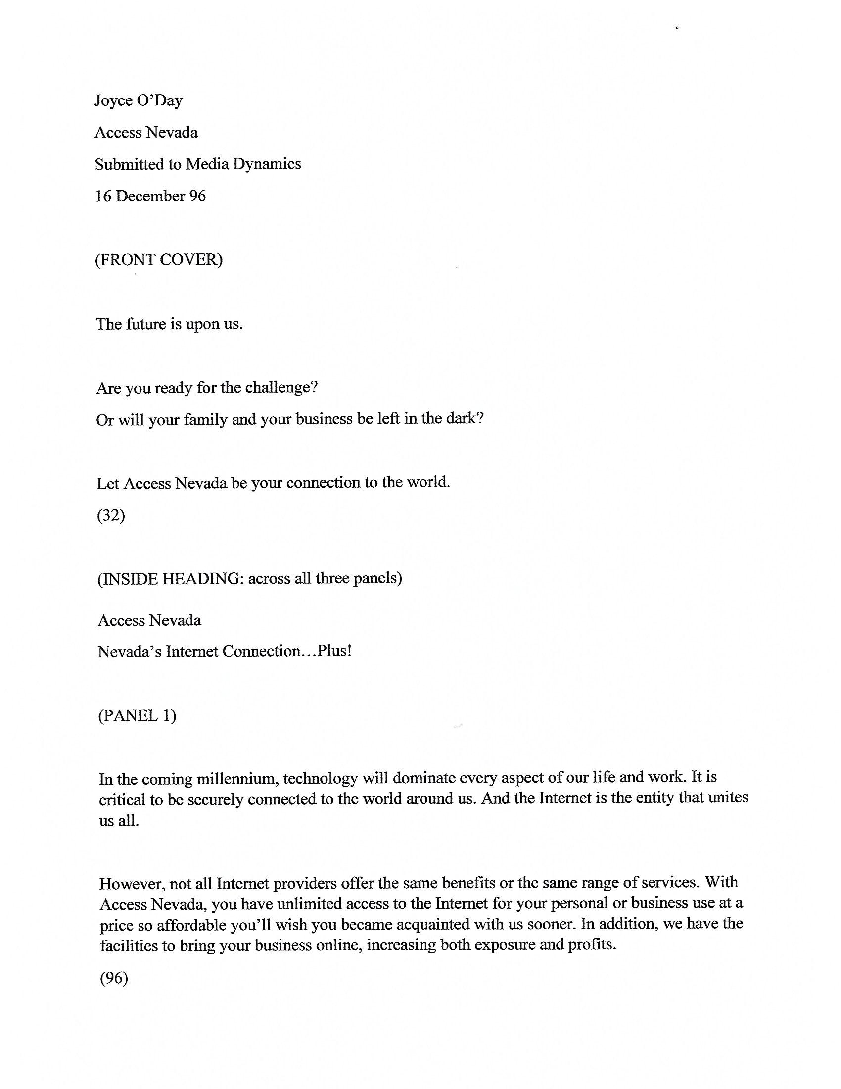 Access Nevada: Brochure – Joyce O’Day